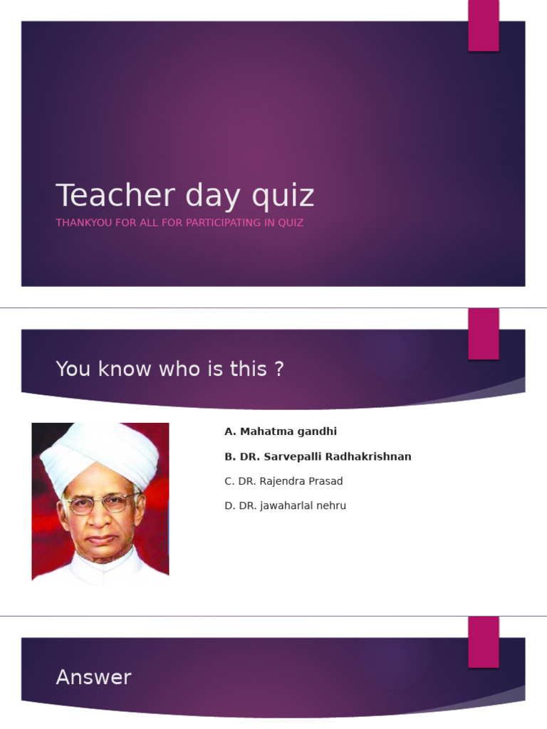 Teachers Day Quiz | PDF