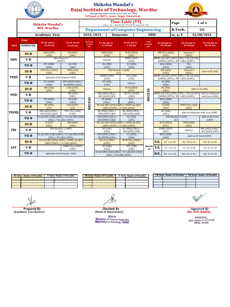 Time Table 24-25 (Odd) (Sec-B) - v2 | PDF