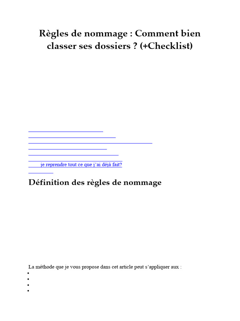 Gestion Projet Règles de Nommage Fichiers Dossiers | PDF