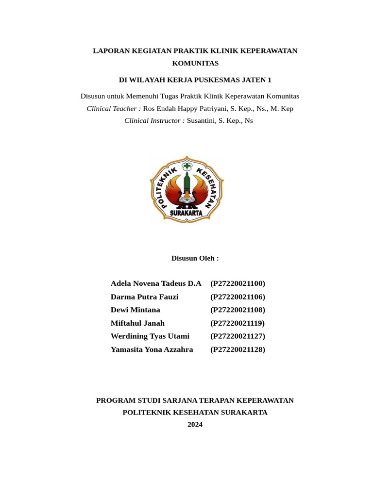 Laporan Puskesmas Jaten 1 | PDF