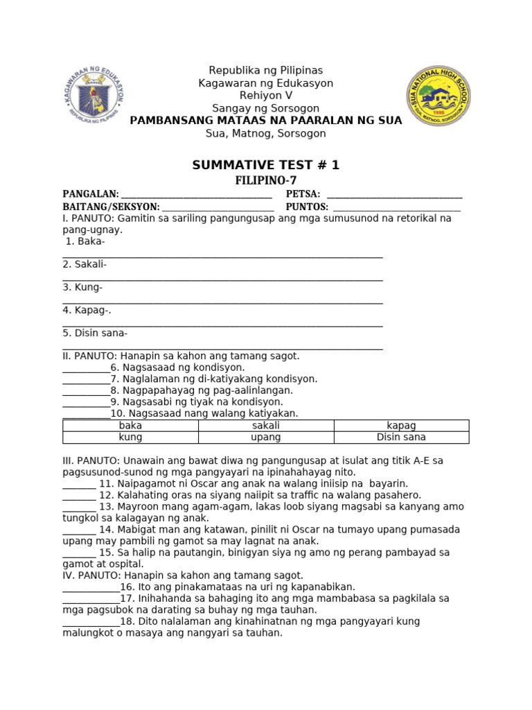 3rd Q Summative Grade 7 #1 | PDF