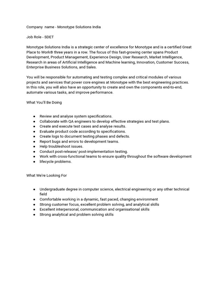 Monotype Solutions India - Yethi Jalajananan Nair | PDF