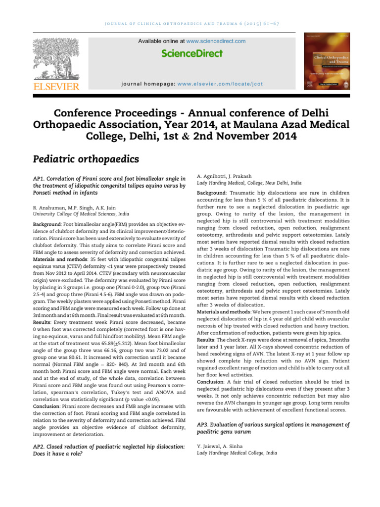 Correlation of Pirani Score and Foot Bimalleolar Angle in | PDF ...