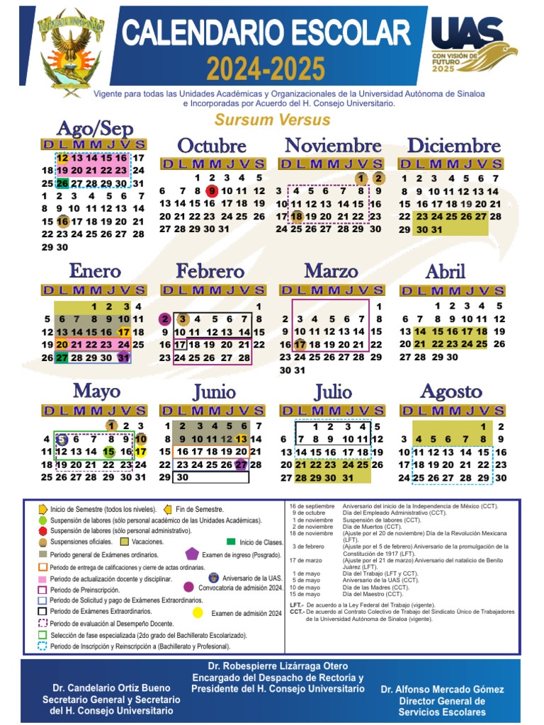 UAS Calendario Escolar 2024-2025 | PDF