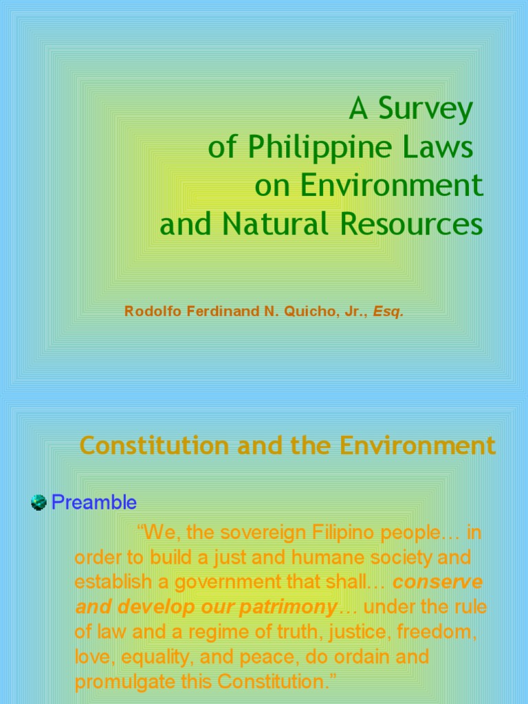 A Survey of Philippine Laws On Environment and Natural Resources | PDF ...