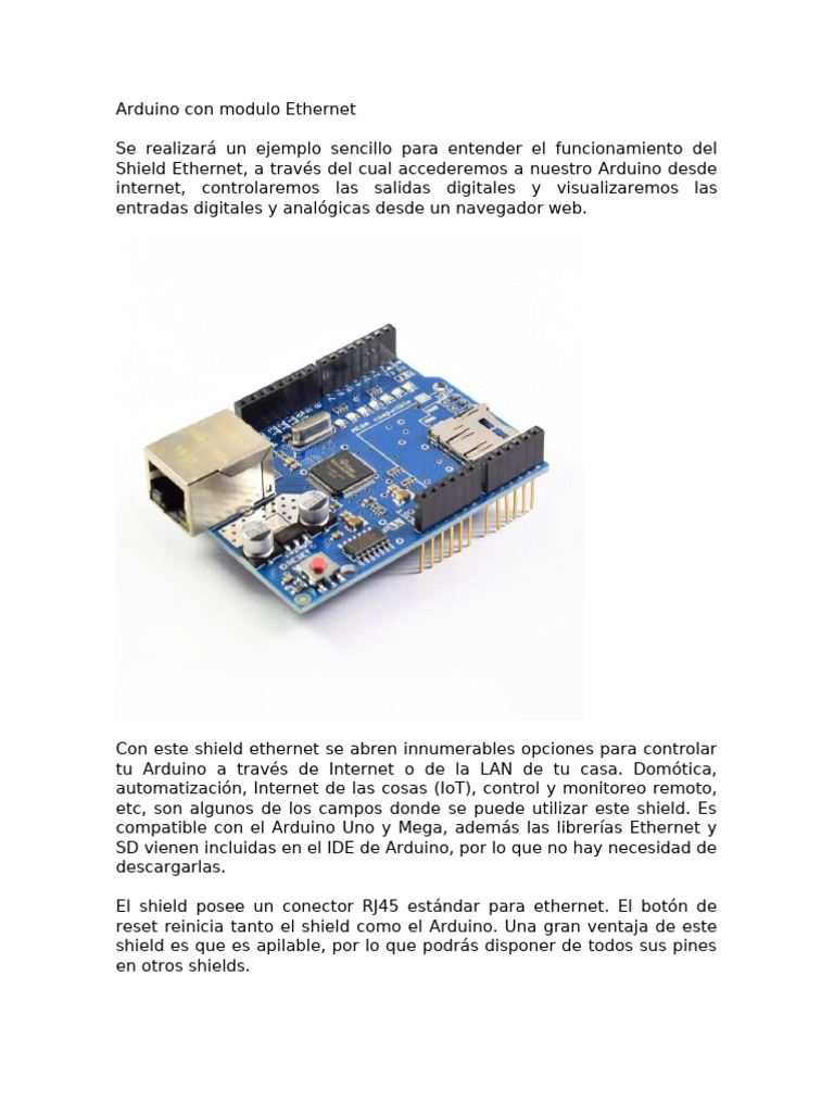 Ethernet Arduino con modulo Ethernet | PDF Ethernet Arduino con modulo Ethernet | PDF