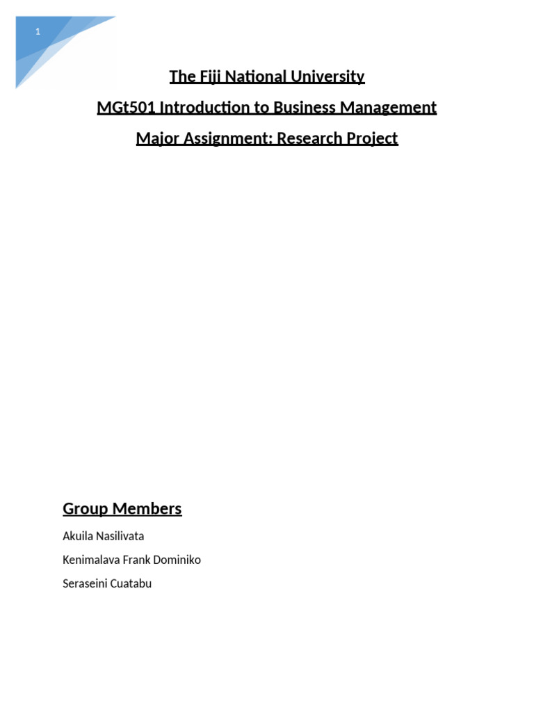 MGT501 Major Project | PDF