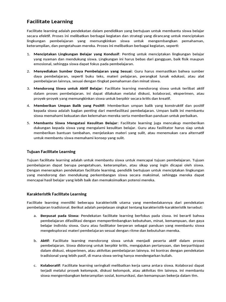 Facilitate Learning | PDF