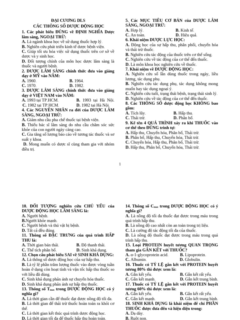 Đề Cương Ôn Tập DLS Khóa 2021abc | PDF