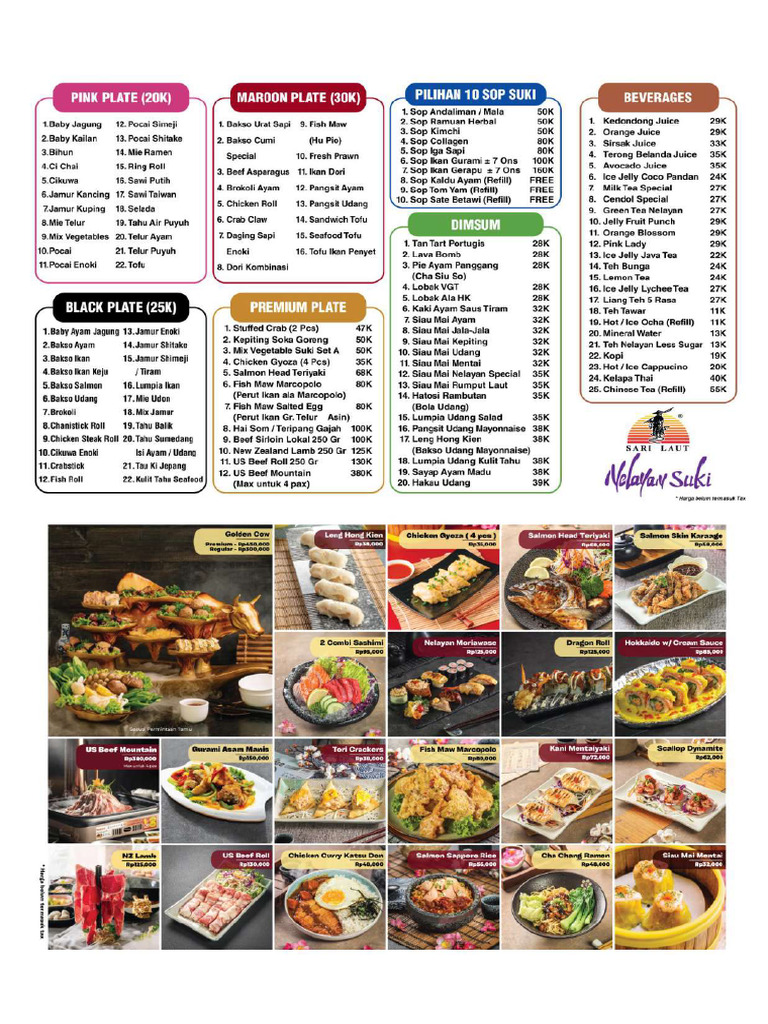 Menu Nelayan Suki Centre Point Cambridge | PDF