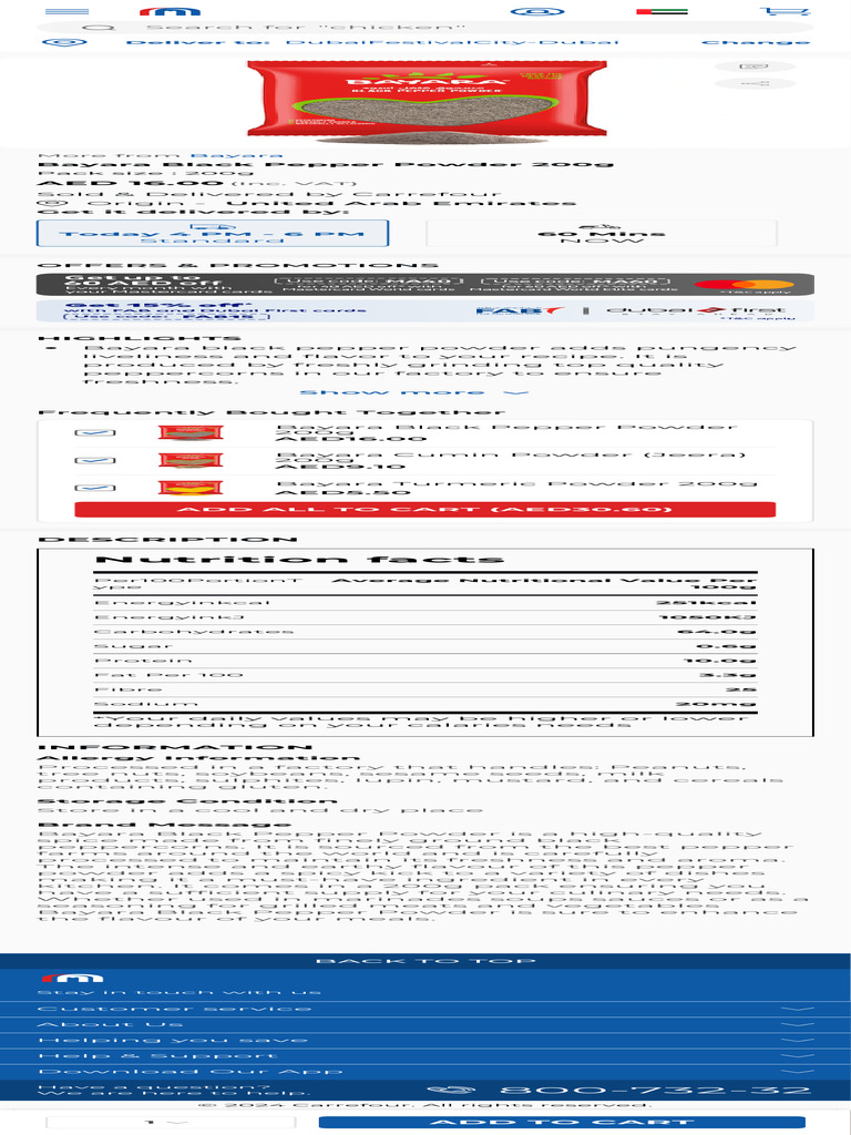 Bayara Black Pepper Powder 200g Online Carrefour UAE | PDF