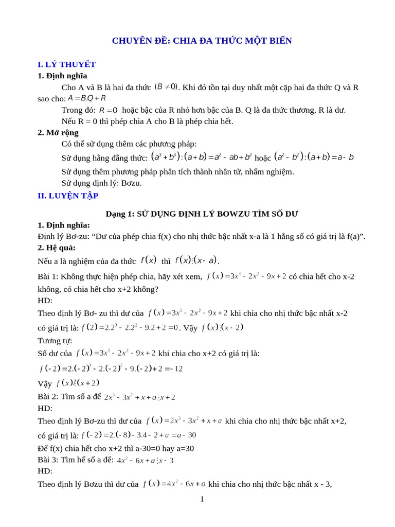 3.CD. Chia Da Thuc Mot Bien - 16.7 | PDF