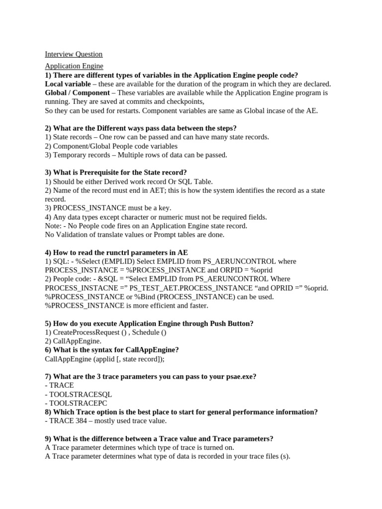Interview Question - Application Engine | PDF