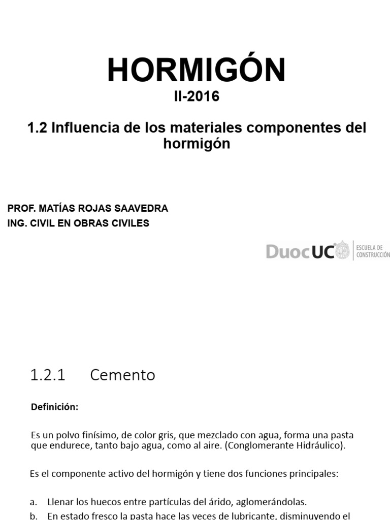 Influencia de Los Materiales Componentes Del Hormigón PARTE 1 | PDF