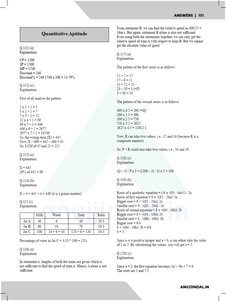 RBI PYP PHASE 01 2022 Quanttitative Aptitude Answers 1 | PDF