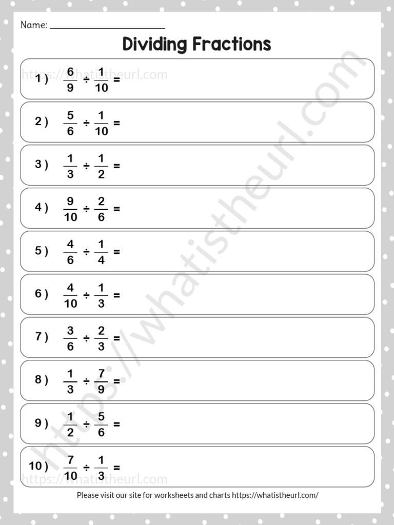 Dividing Fractions Worksheets - 4th 5th 6th Grade | PDF