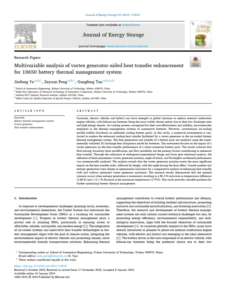 Multivariable Analysis of Vortex Generator-Aided Heat Transfer ...