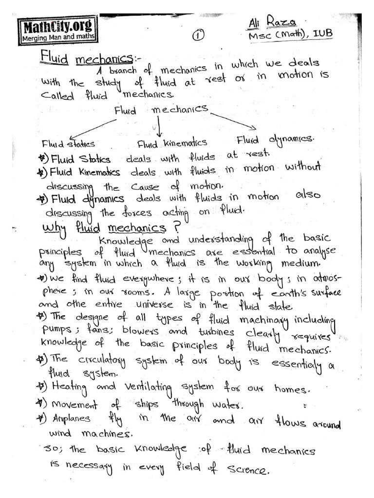 Fluid Mechanics by Ali Raza | PDF