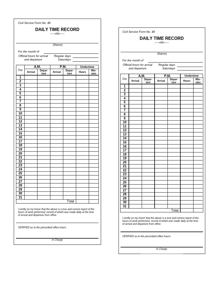 Appendix 24 - Daily Time Record (DTR) | PDF