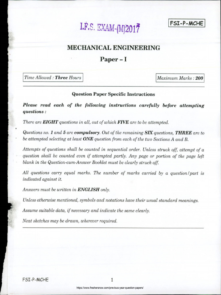 GRSE Mechanical Question Paper PDF | PDF