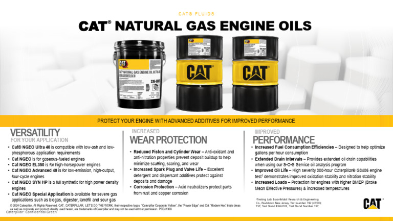Cat Natural Gas Engine Oils USP PEDJ1366 | PDF | Motor Oil | Engines