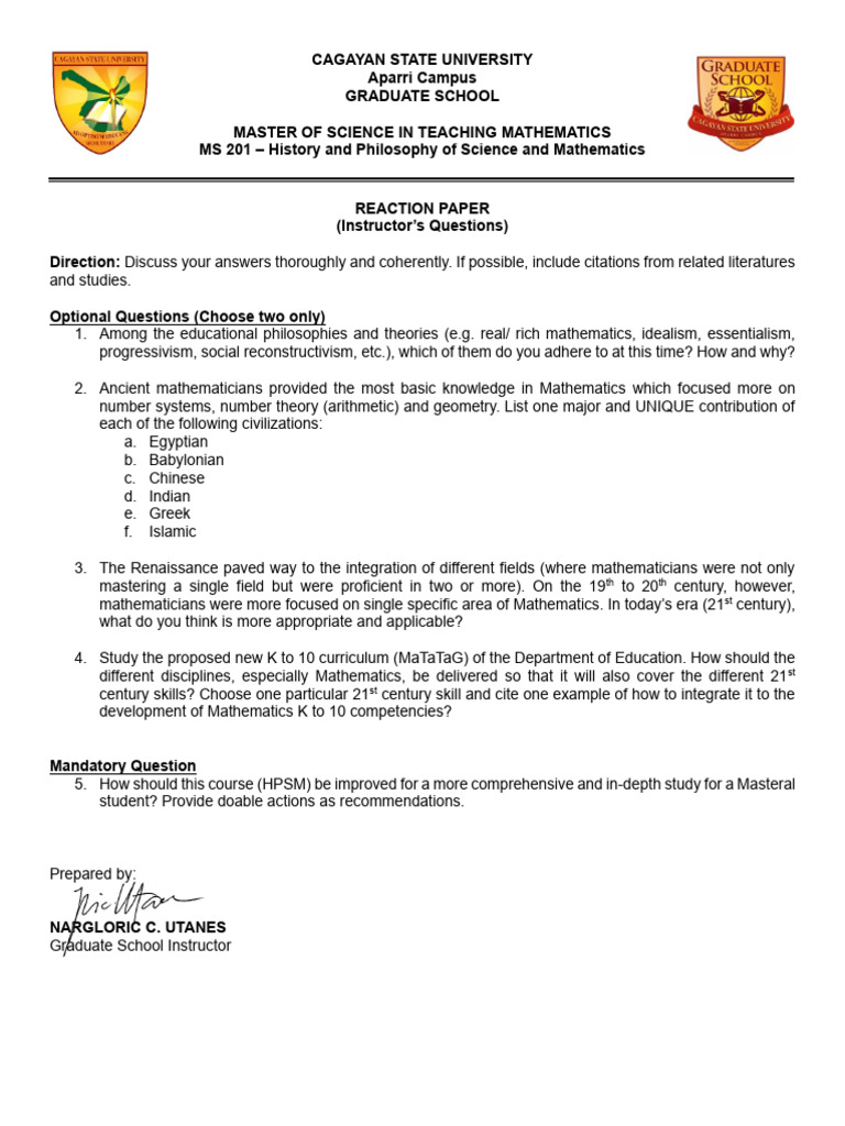 HPSM Reaction Questions | PDF