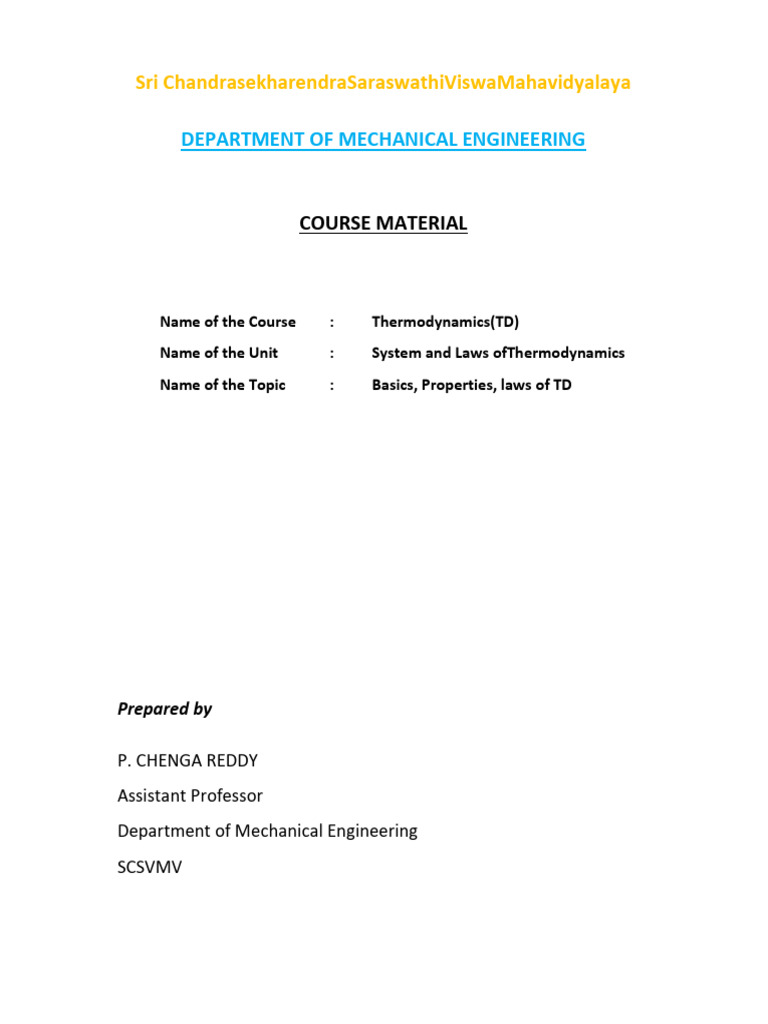 Thermodynamics Mech | PDF