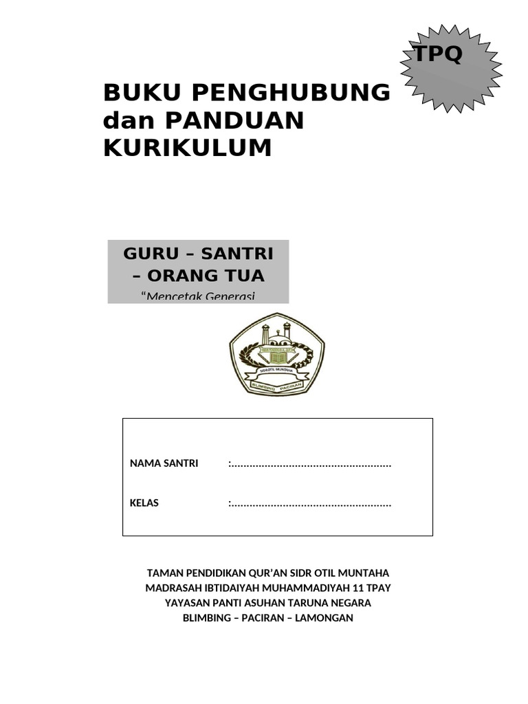 Buku Penghubung TPQ Sore | PDF