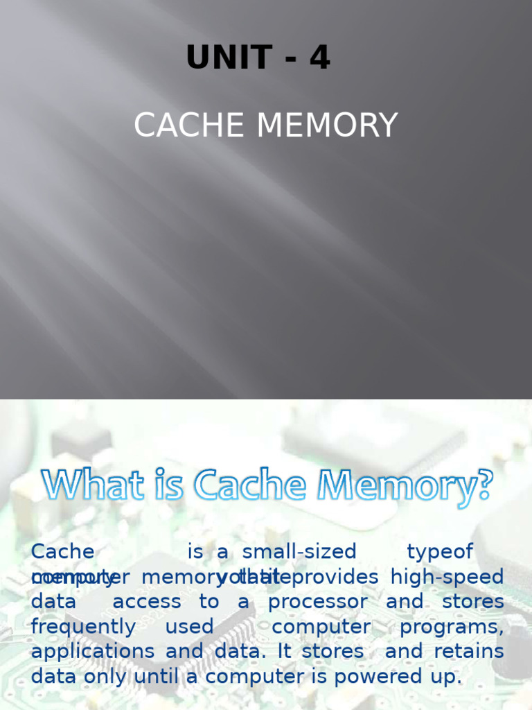 Unit-4 Lecture-17 Cache Memory | PDF