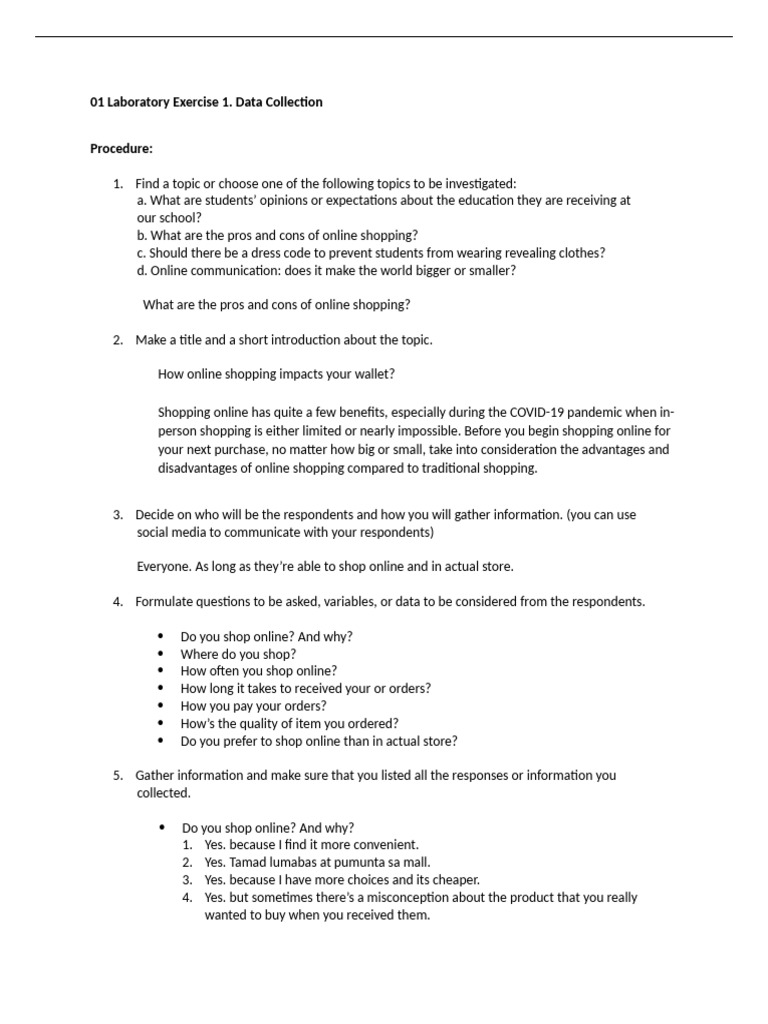 01 Laboratory Exercise 1 | PDF | Online Shopping | Business