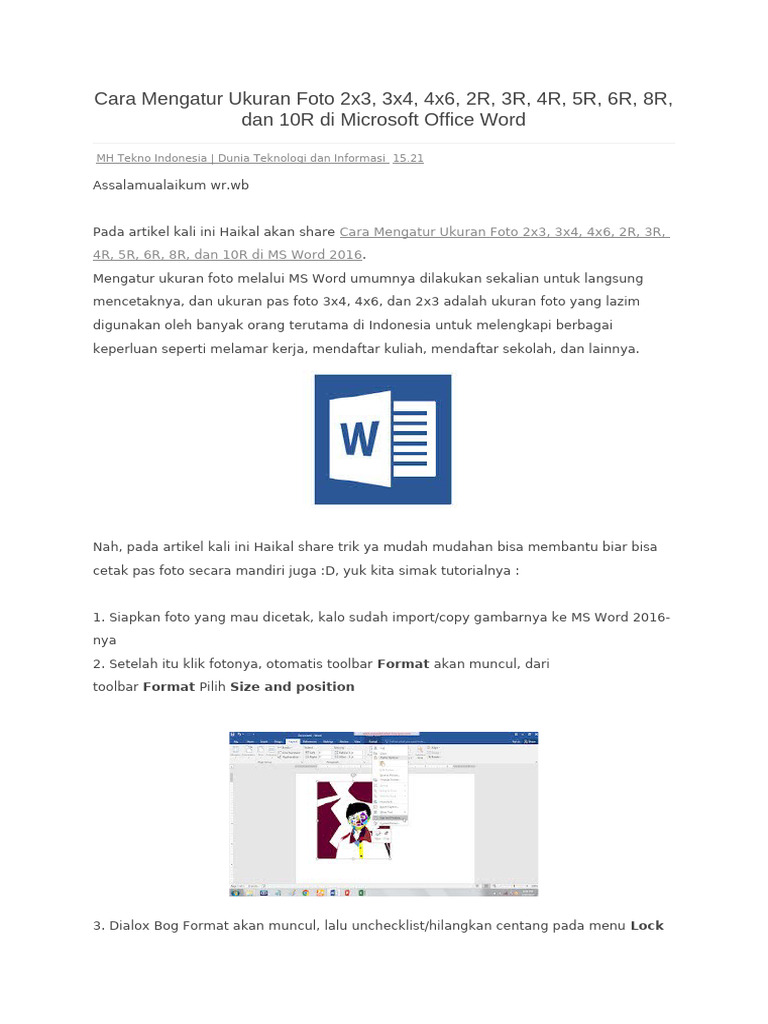 Cara Mengatur Ukuran Foto | PDF