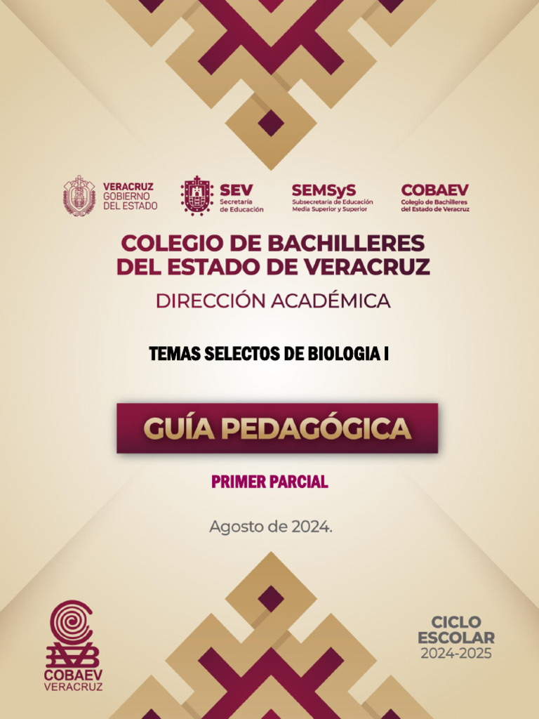 TEMAS SELEC. BIOL. I GUÍA PEDAGÓGICA 2024-B 1a. EVAL. | PDF