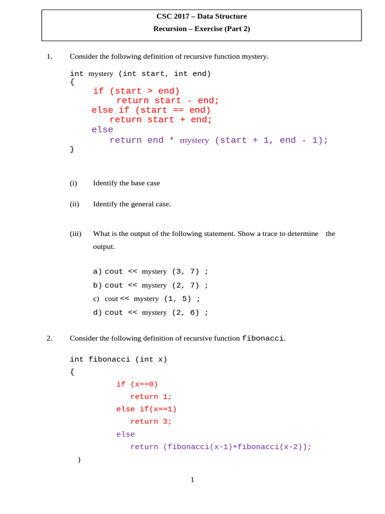 Exercise Recursion Part2 | PDF