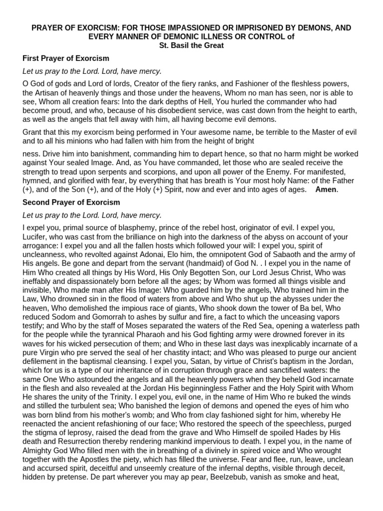 Prayer of Exorcism | PDF