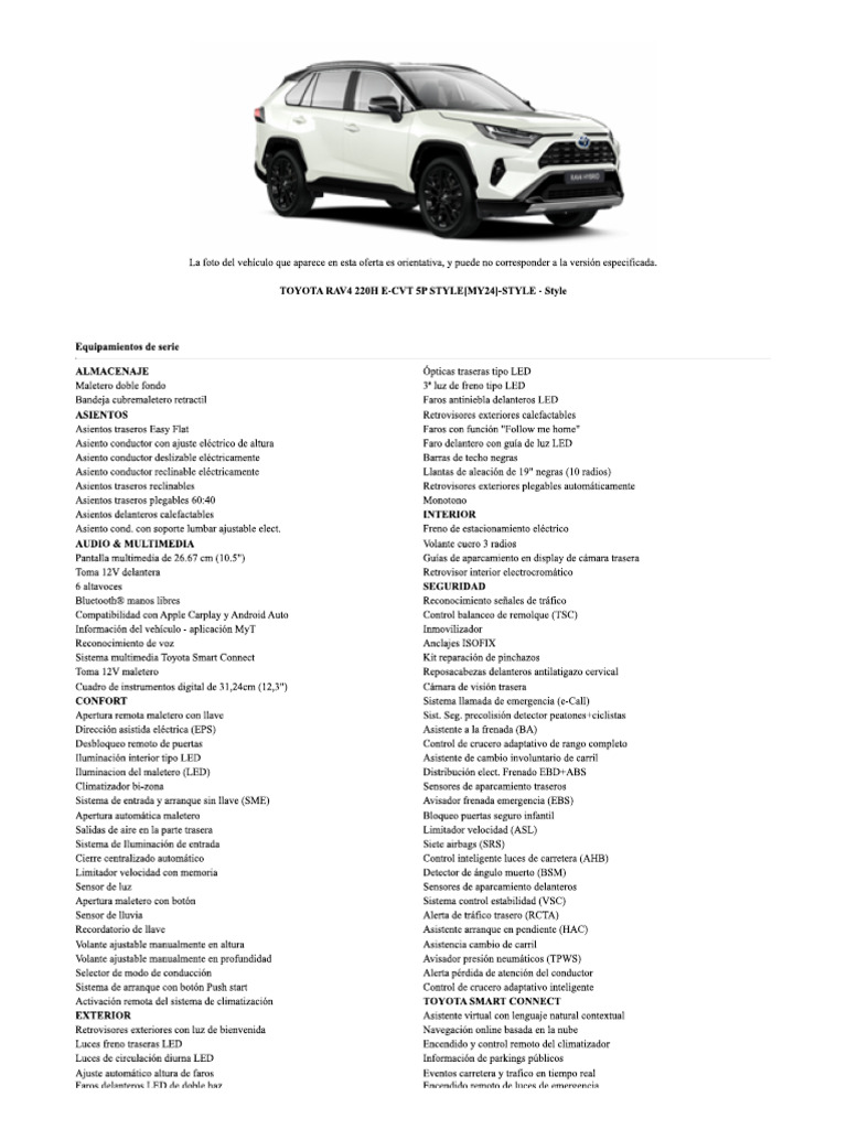 Toyota _Specifications_Rav4 _Style | PDF