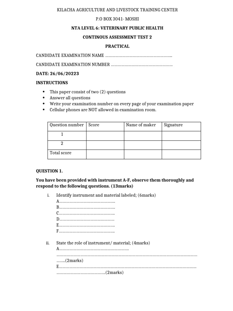 Veterinary Public Health Practical | PDF | Science & Mathematics ...