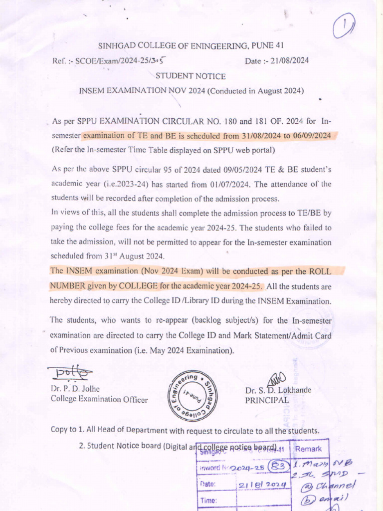 Insem Nov 2024 Dates | PDF