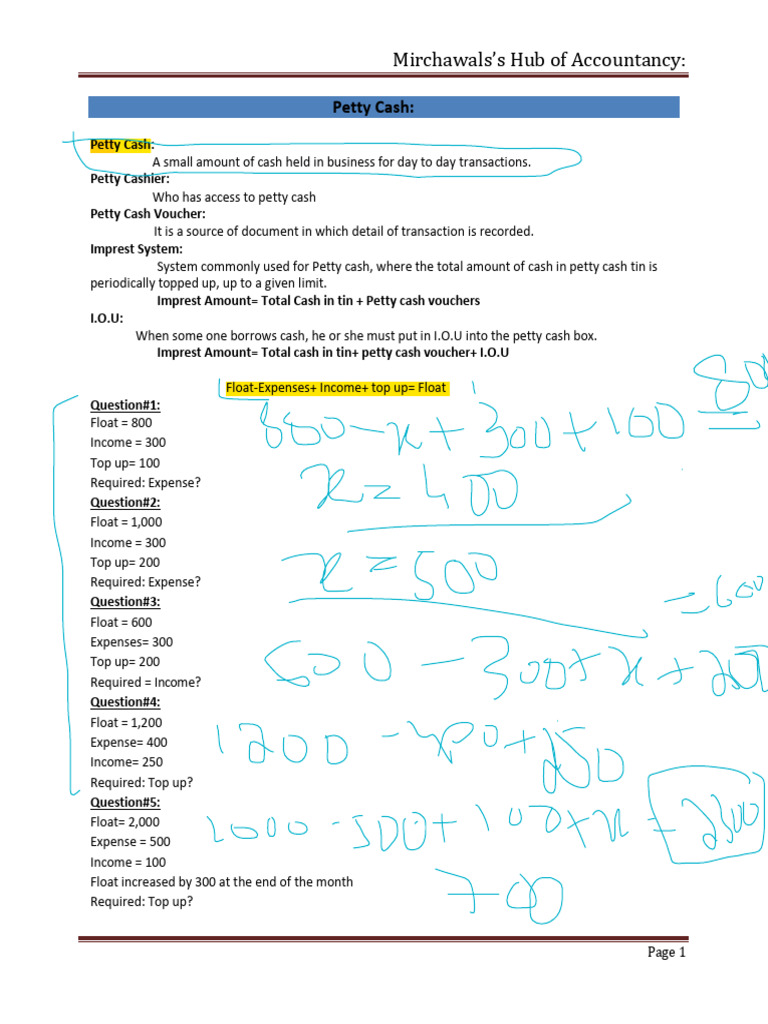 Petty Cash Notes | PDF