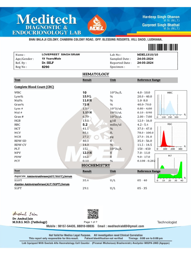 Blood Test Report 24-05-2024 | PDF