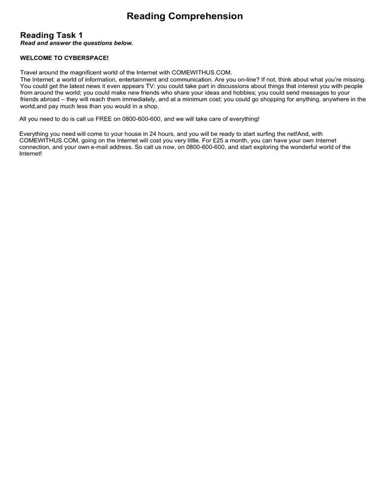 m4 Reading Comprehension | PDF