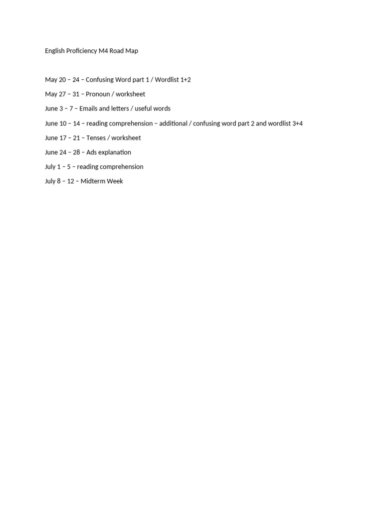 English Proficiency M4 Road Map | PDF