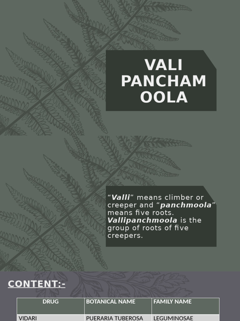 VALI PANCHAMOOLA | PDF