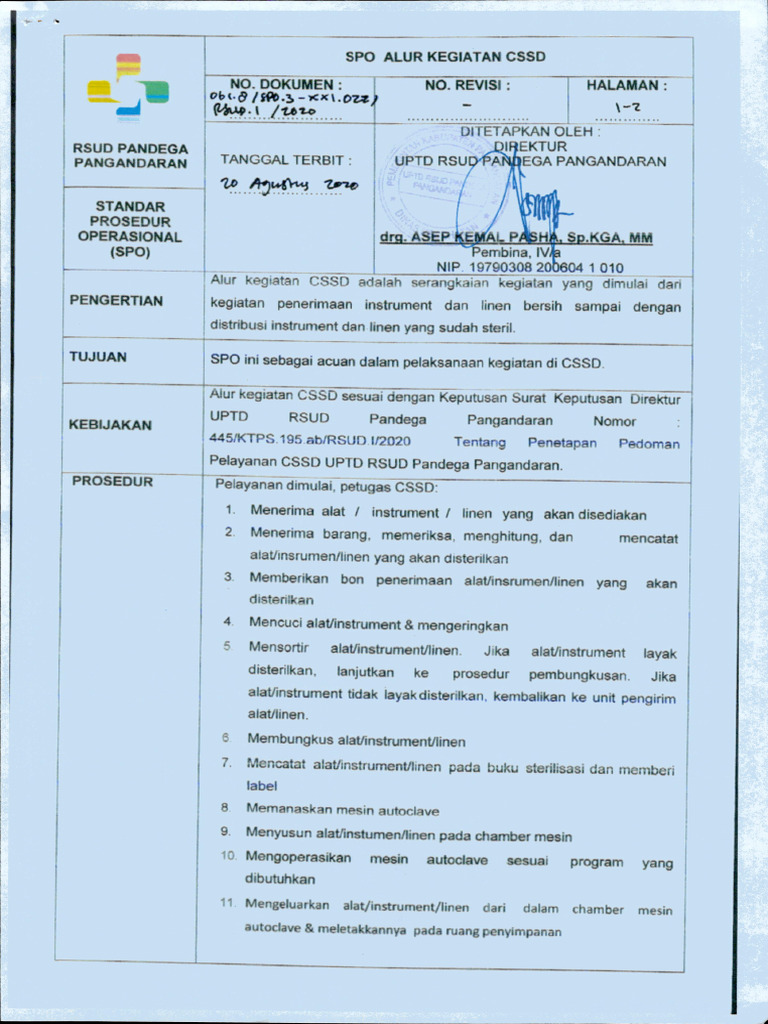 Spo Alur Kegiatan CSSD | PDF