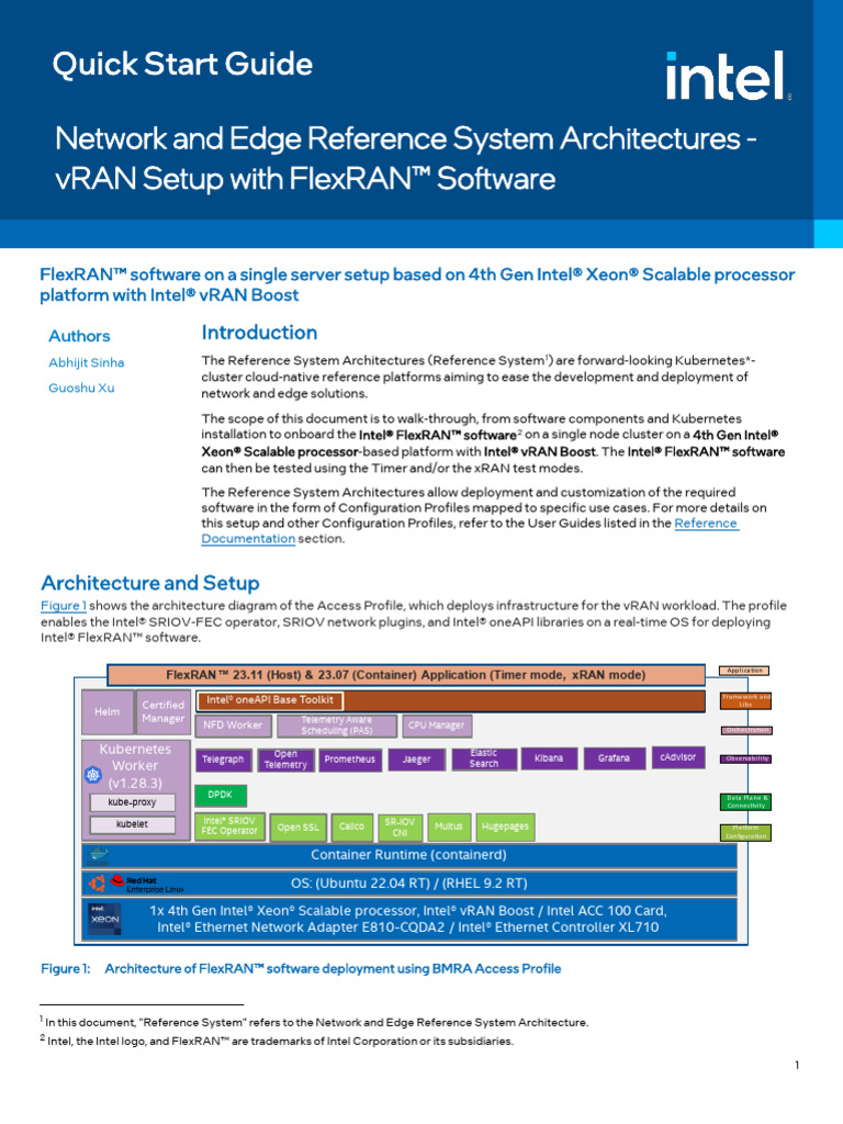 Network and Edge Reference System Architectures Vran Setup With Flexran ...