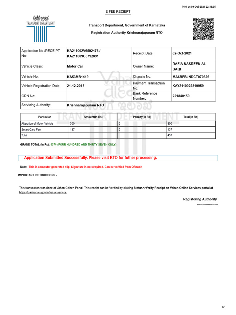 Form Fee Reciept Print Report | PDF