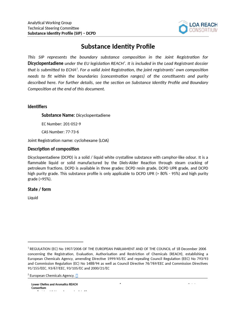 2018-10-03 DCPD SIP v1 3 2 (1) REACH | PDF