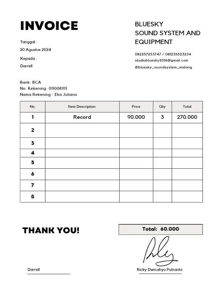 Invoice BlueSky Sound System and Equipment - 20240820 - 215935 - 0000 | PDF