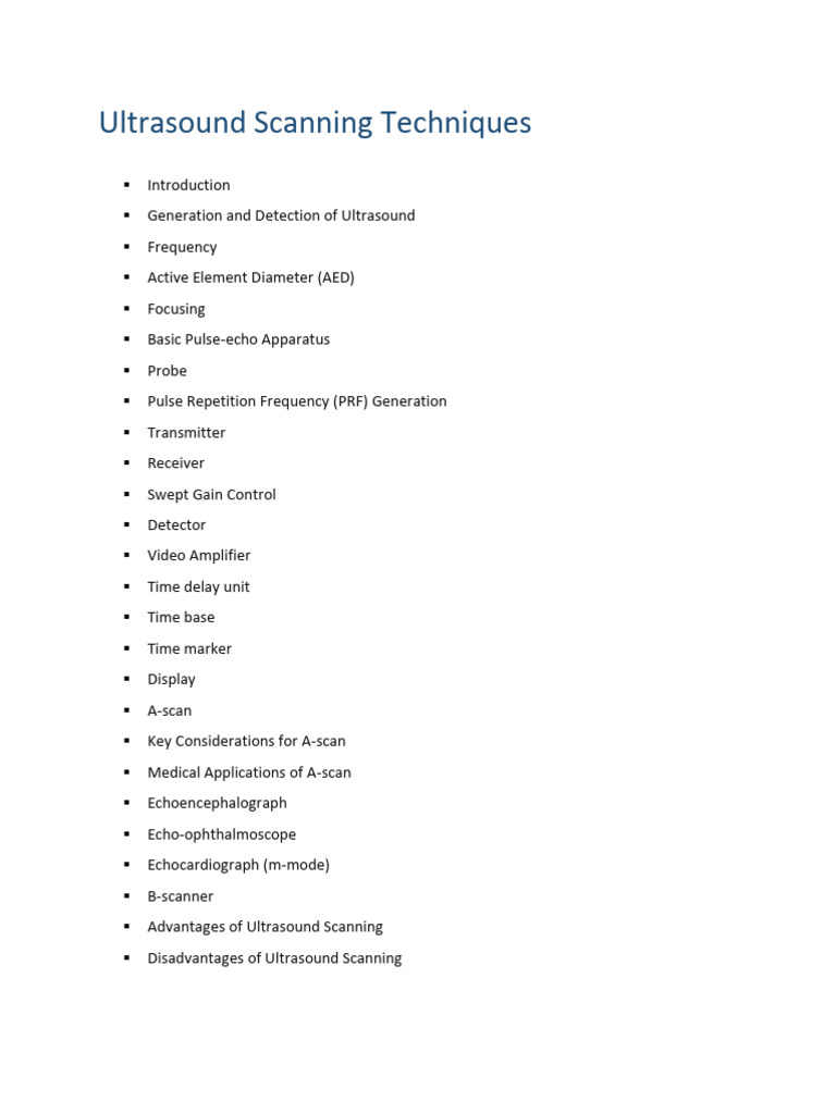 Ultrasound Scanning Techniques | PDF