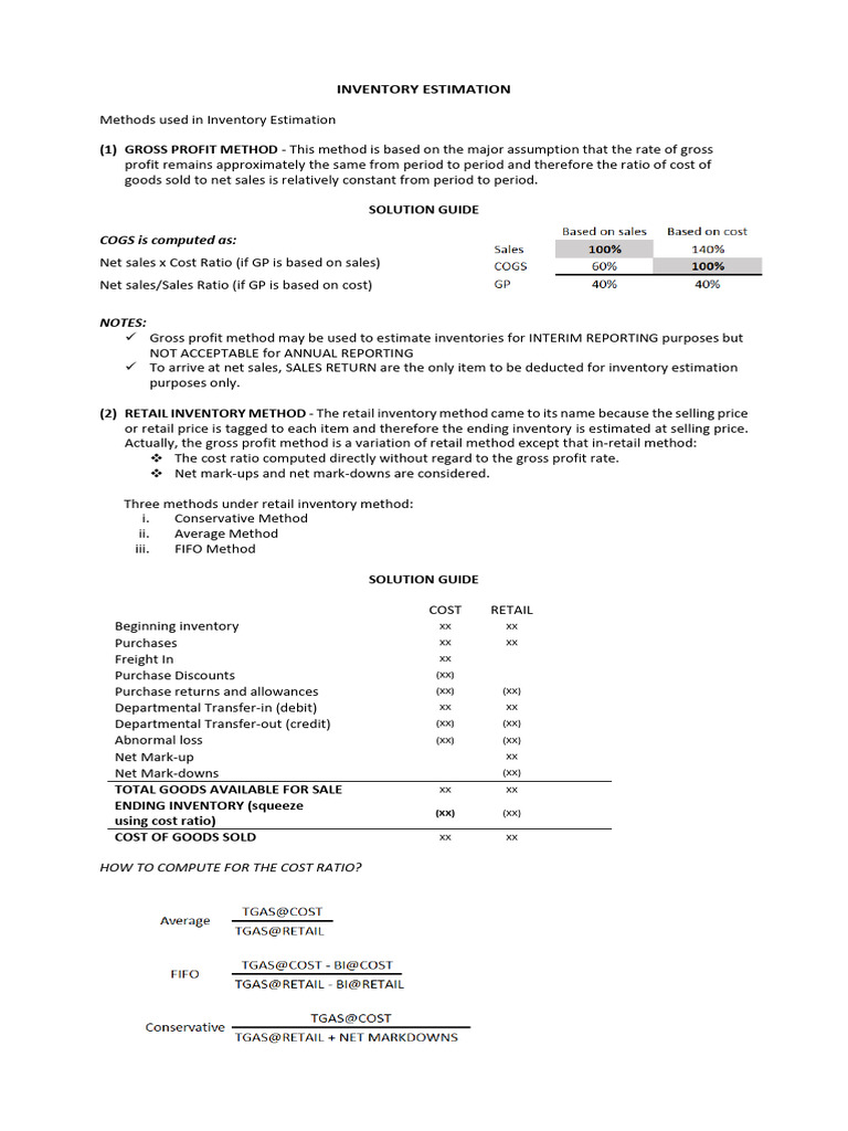 Inventory Estimation | PDF