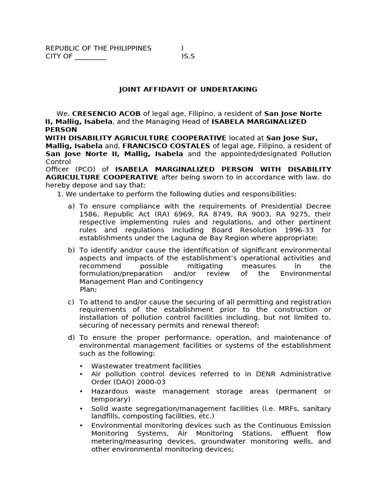 A. Affidavit of Undertaking | PDF